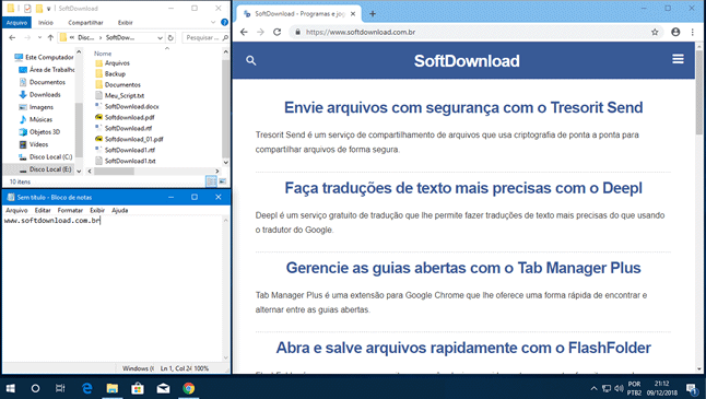 Organize as janelas abertas na tela com o GridMove