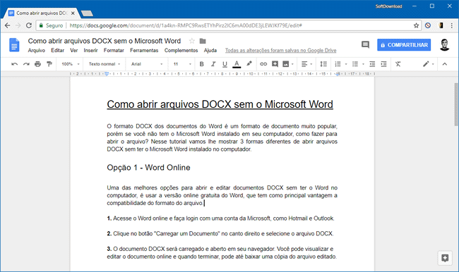 Como abrir arquivos DOCX sem ter o Microsoft Word no computador