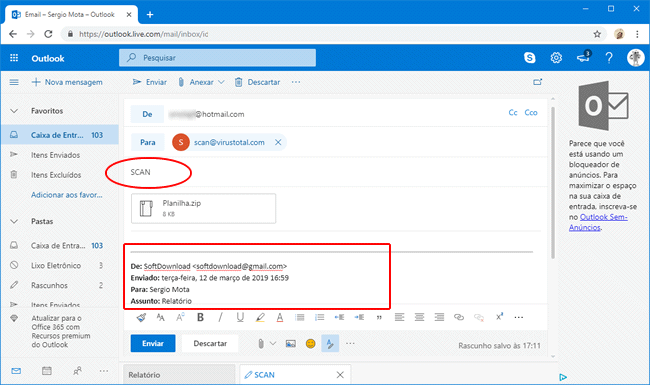Como examinar anexos de email antes de baixá-los