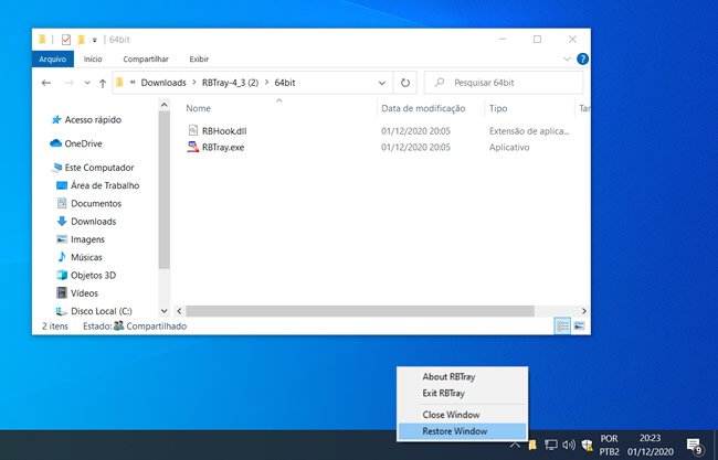 Minimize programas na bandeja do sistema com o RBTray