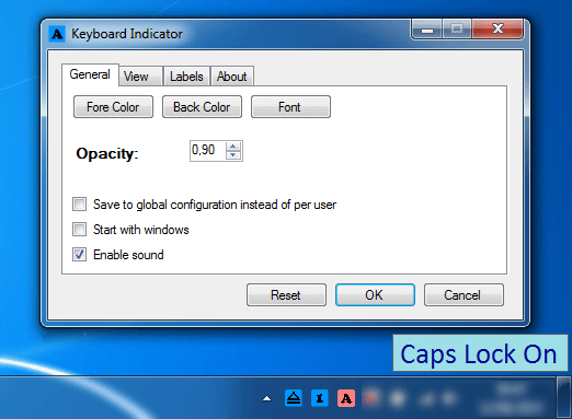 Verifique se o CapsLock está ligado com o Keyboard Indicator